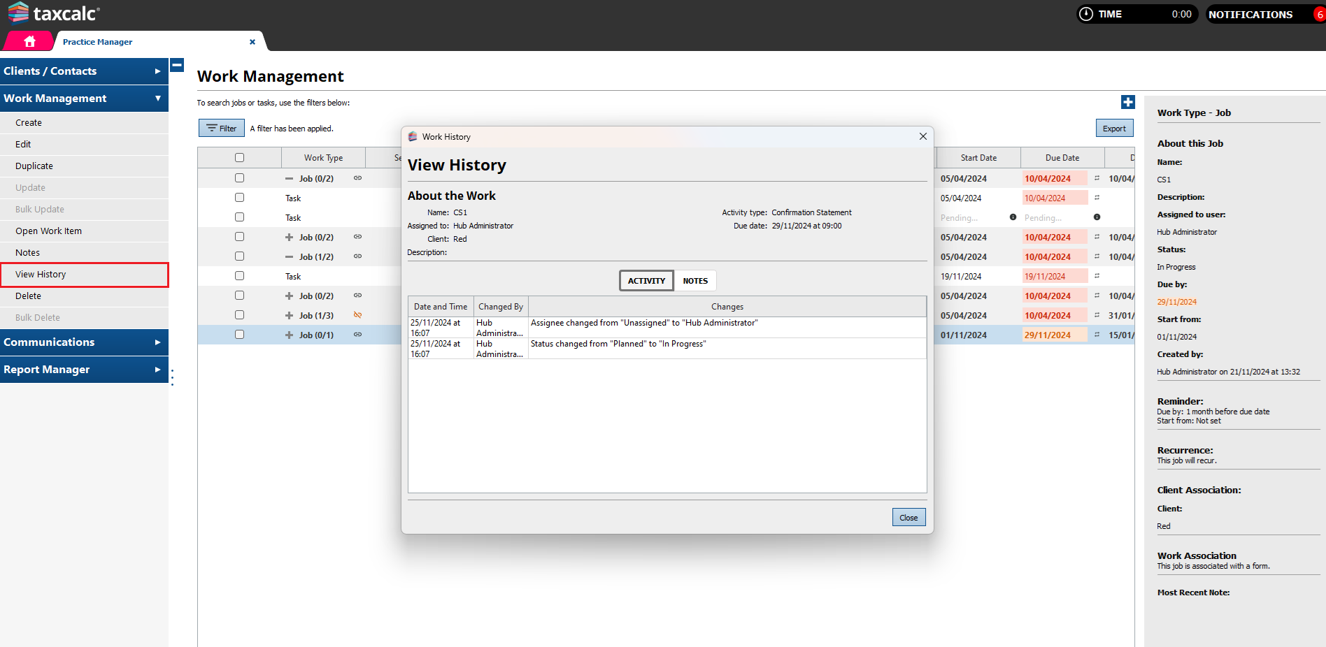 How can I track my Jobs and Tasks history? - Knowledge Base - TaxCalc